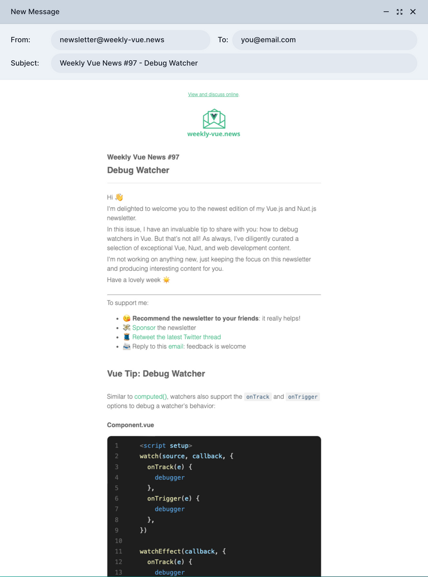 Weekly Vue News - Weekly newsletter that gives you high-quality tips ... Weekly Vue News - Weekly newsletter that gives you high-quality tips ...